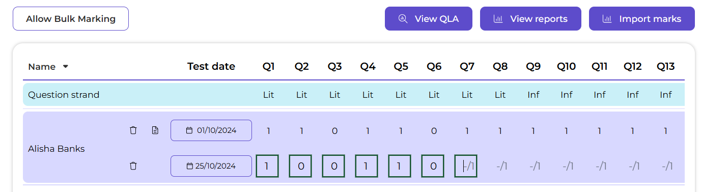 Entering and editing marks directly – Hachette Learning Help Centre