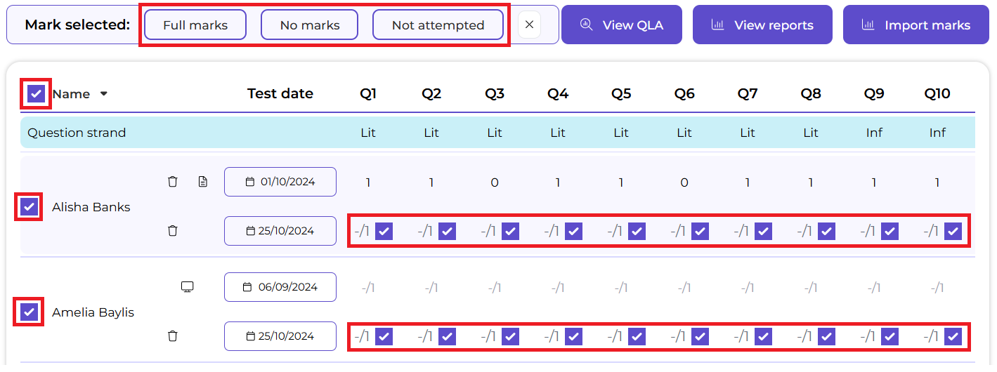 Entering and editing marks directly – Hachette Learning Help Centre