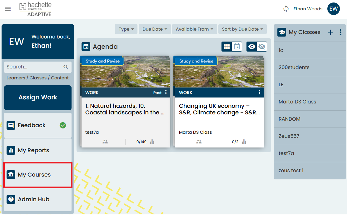 Viewing your content in 'My Courses' – Hachette Learning Help Centre