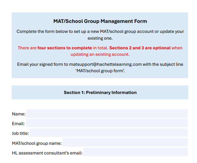 Creating a MAT/school group account – Hachette Learning Help Centre