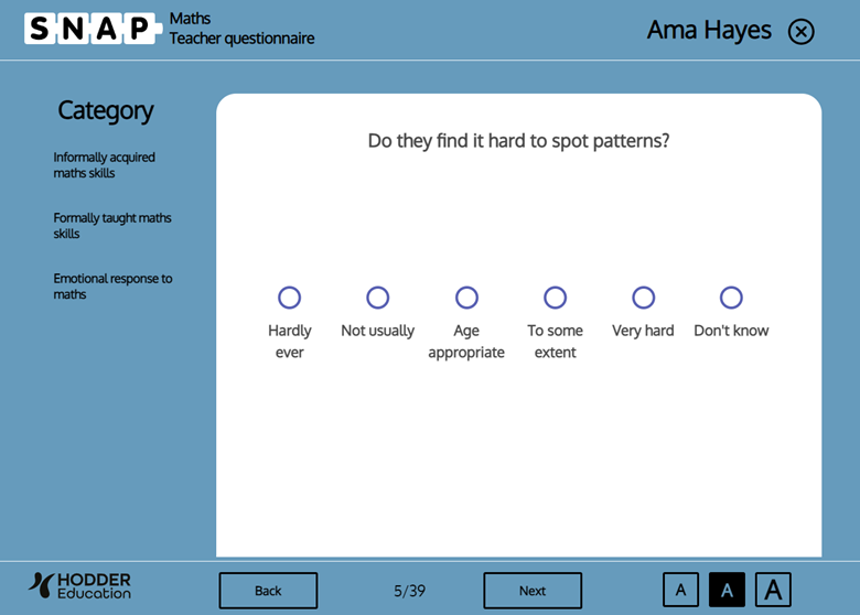 Completing SNAP Maths questionnaires – Hachette Learning Help Centre