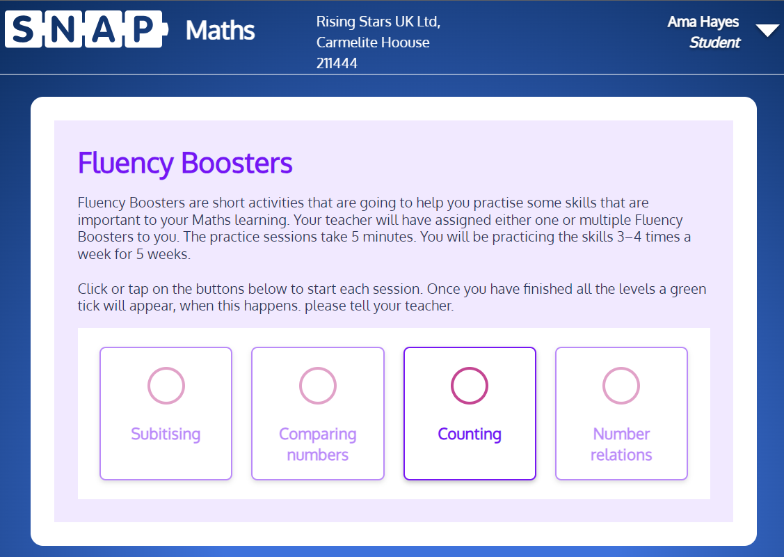 Administering Fluency Boosters in SNAP Maths – Hachette Learning Help Centre